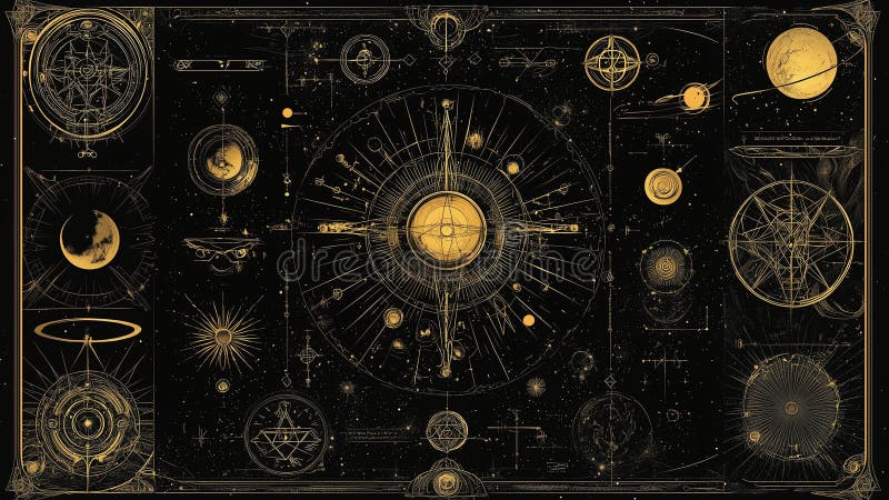 Celestial Sigil and Cosmic Alignment Set Stock Illustration ...