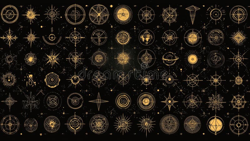 Celestial Sigil and Cosmic Alignment Set Stock Illustration ...