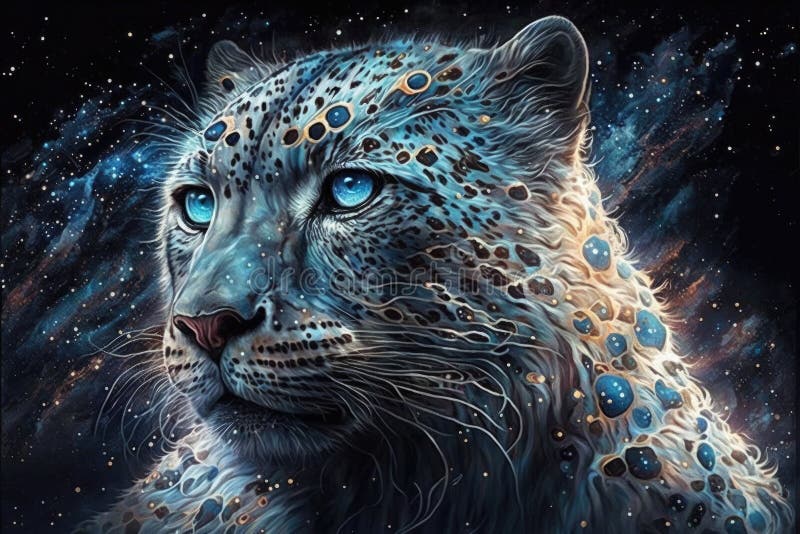Celestial Snow Leopard, Ounce Vision, Psychedelic Imaginary Creature ...