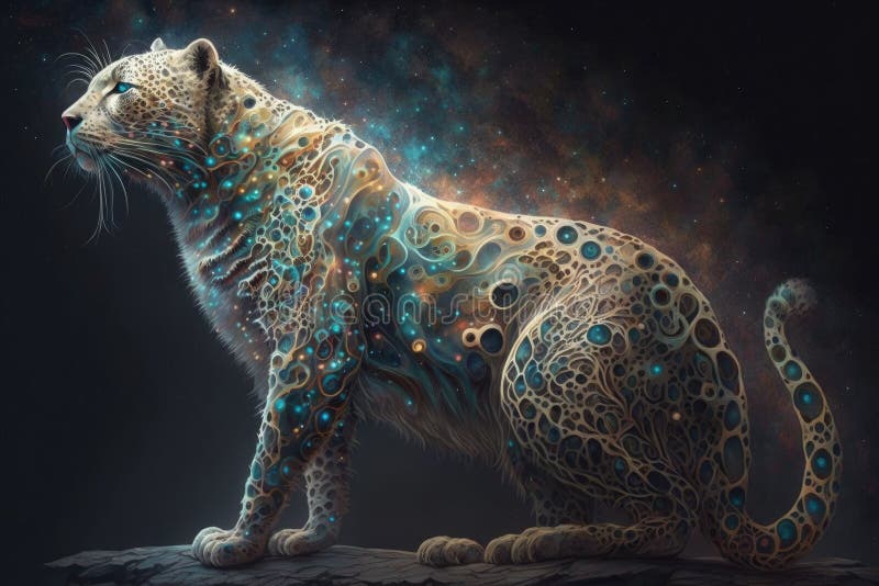 Celestial Snow Leopard, Ounce Vision, Psychedelic Imaginary Creature ...