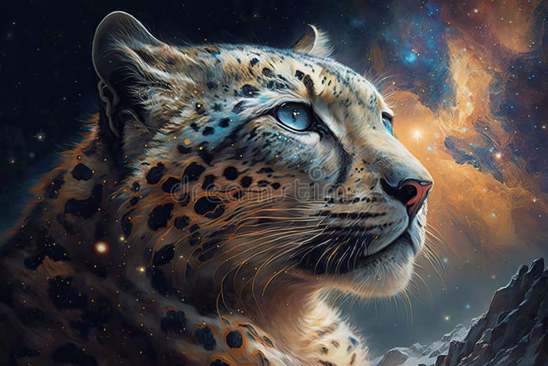 Celestial Snow Leopard, Ounce Vision, Psychedelic Imaginary Creature ...