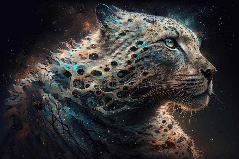 Celestial Snow Leopard, Ounce Vision, Psychedelic Imaginary Creature ...