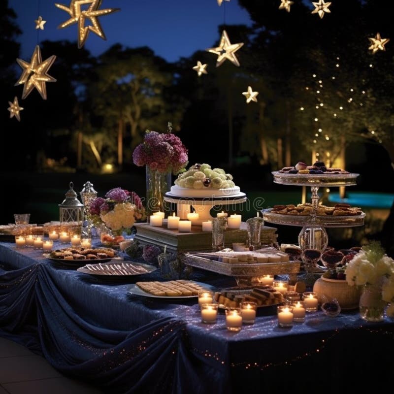 Celestial Soiree: a Reception Buffet Under the Stars Stock Photo ...