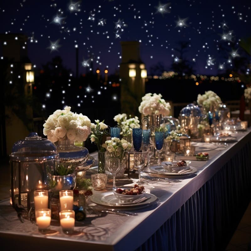 Celestial Soiree: a Reception Buffet Under the Stars Stock Image ...