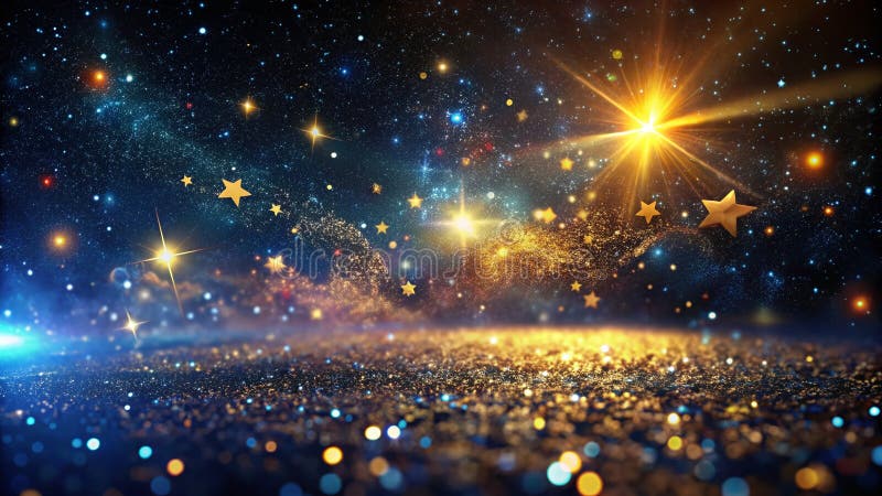 Celestial Sparkle Abstract Falling Stars Against a Deep Black ...