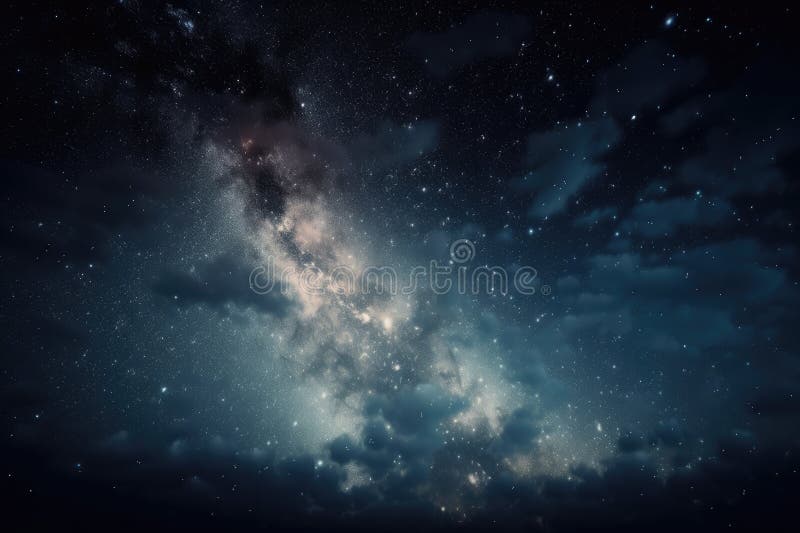 Celestial Spectacle of a Star Cluster and Nebula in the Night Sky Stock ...