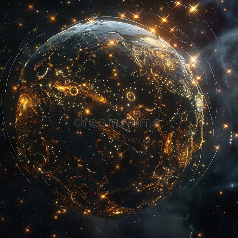A Celestial Sphere of Interconnected Lights Stock Illustration ...