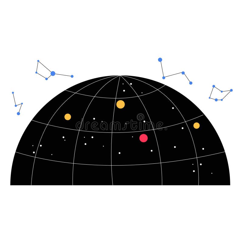 Celestial Sphere with Constellations and Star Map in Flat Vector ...