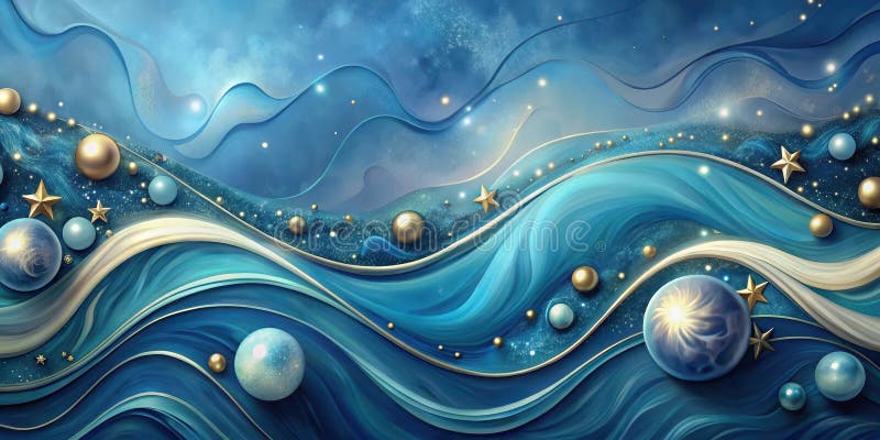 Celestial Spheres and Serpentine Waves an Abstract Design Featuring ...