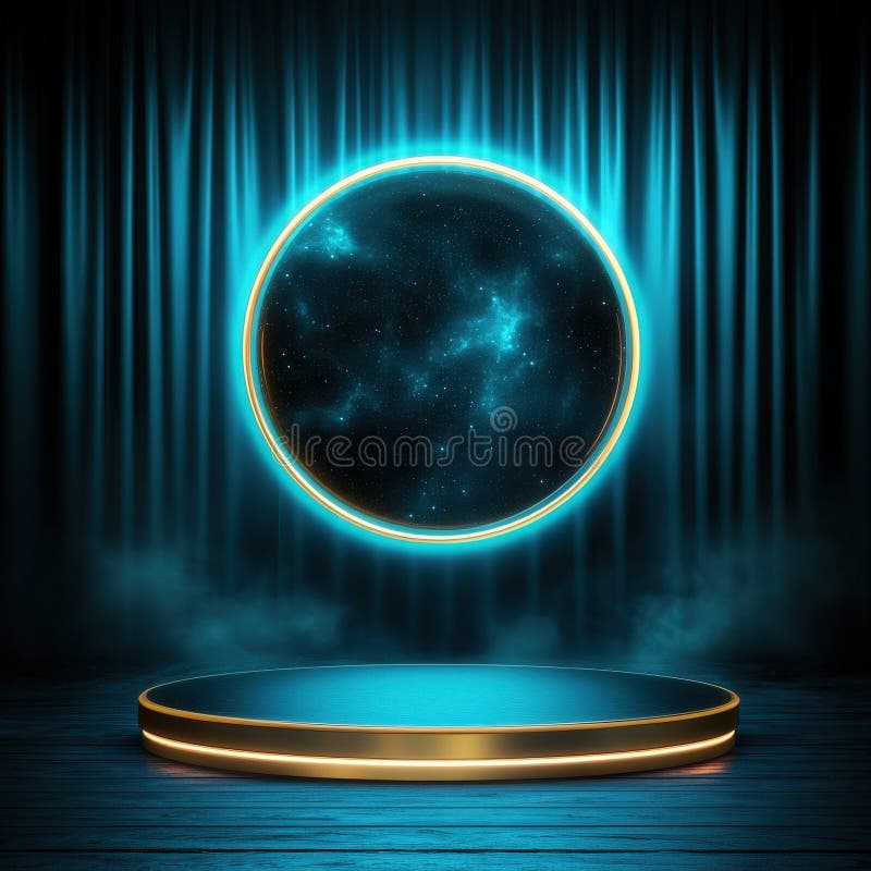 Celestial Stage: Glowing Nebula Display Platform. Stock Illustration ...