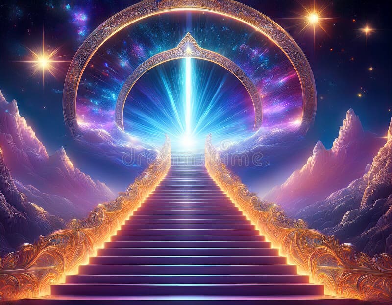 A Celestial Staircase Made of Shimmering Crystal Steps Leading into a ...