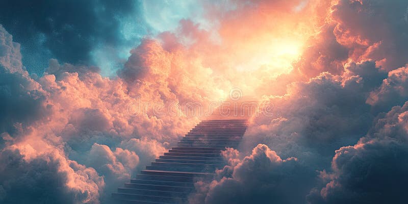 Celestial Stairway To Heaven Dreamy Cloud Wallpaper Stock Illustration - Illustration of vibrant ...