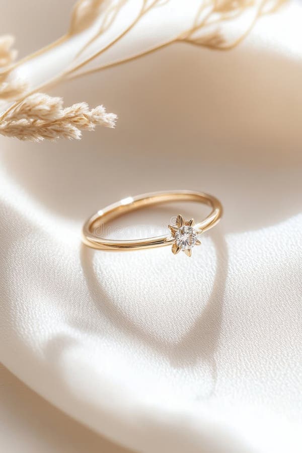 Celestial Star-inspired Wedding Ring with Shimmering Accents on a Soft ...