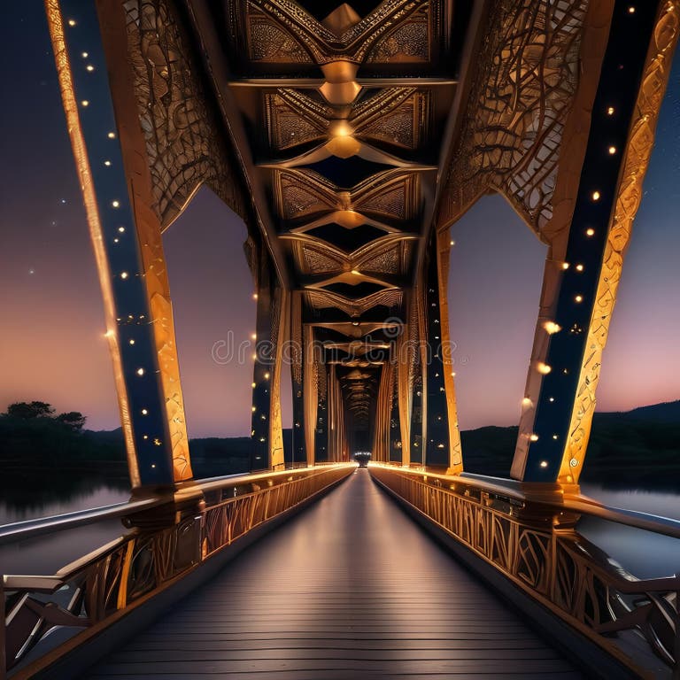 A Celestial, Starlit Bridge with Intricate Patterns that Guide the Way ...