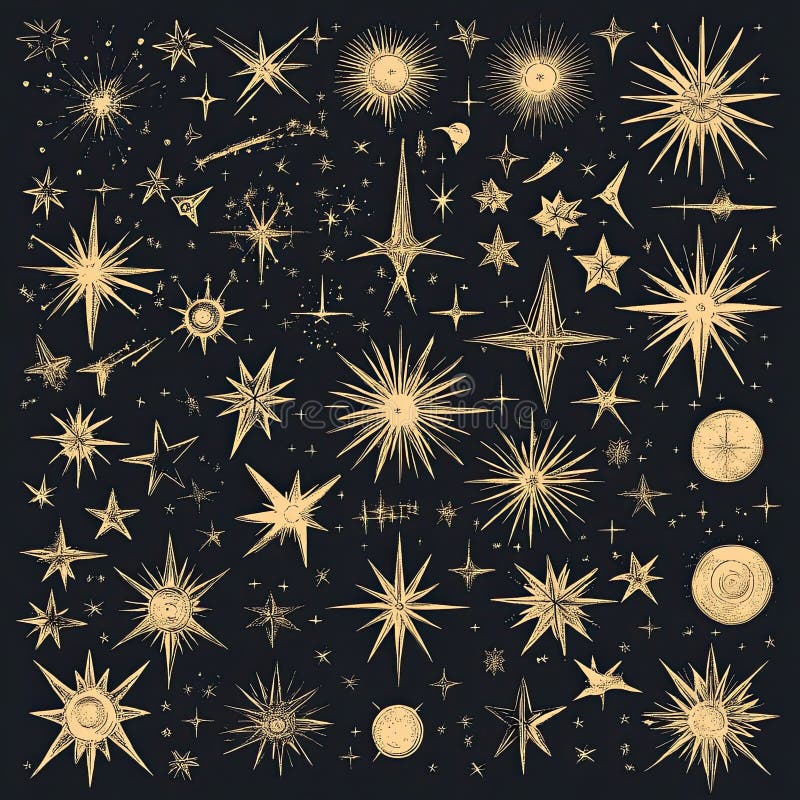 Celestial Stars Collection stock illustration. Illustration of ...