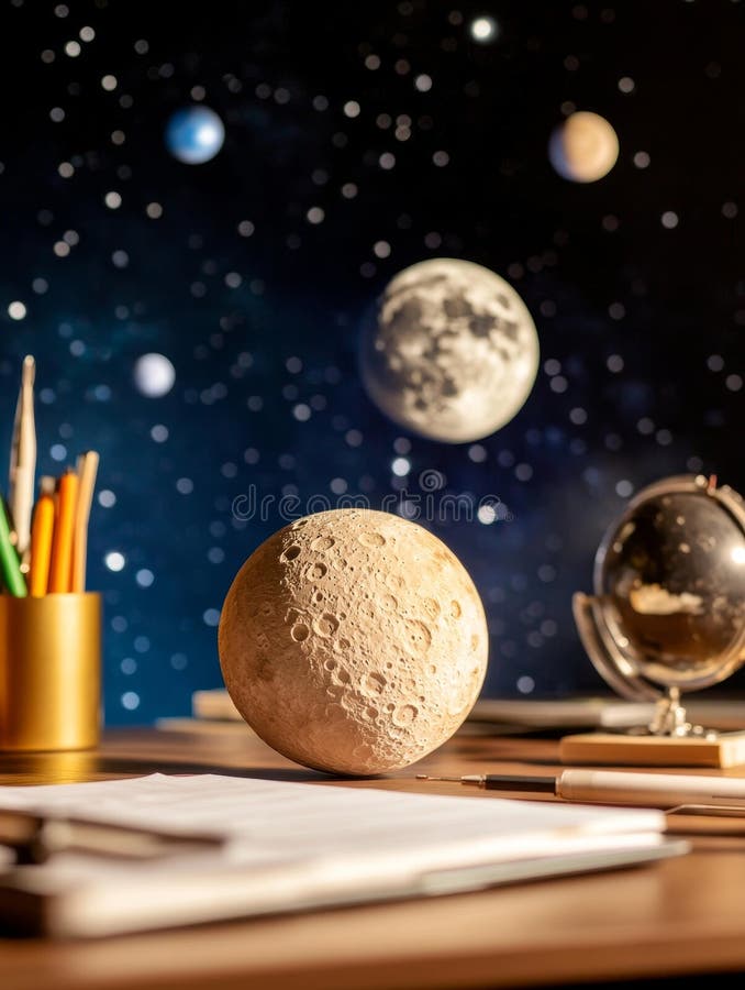 Celestial Study Session Moon Model Globe Pencils Notebook Starry ...