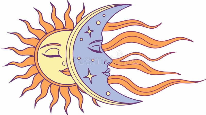 Celestial Sun and Moon, Cosmic Harmony Symbol, Vector Design Generative ...