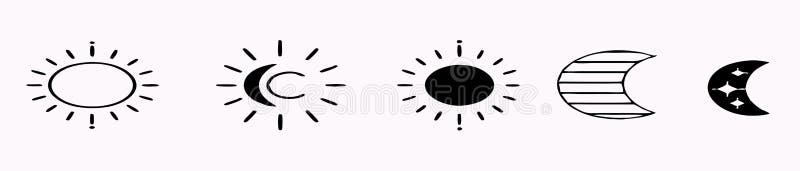 Celestial Sun Moon Icons Day Night Symbols Astrology Design Elements ...