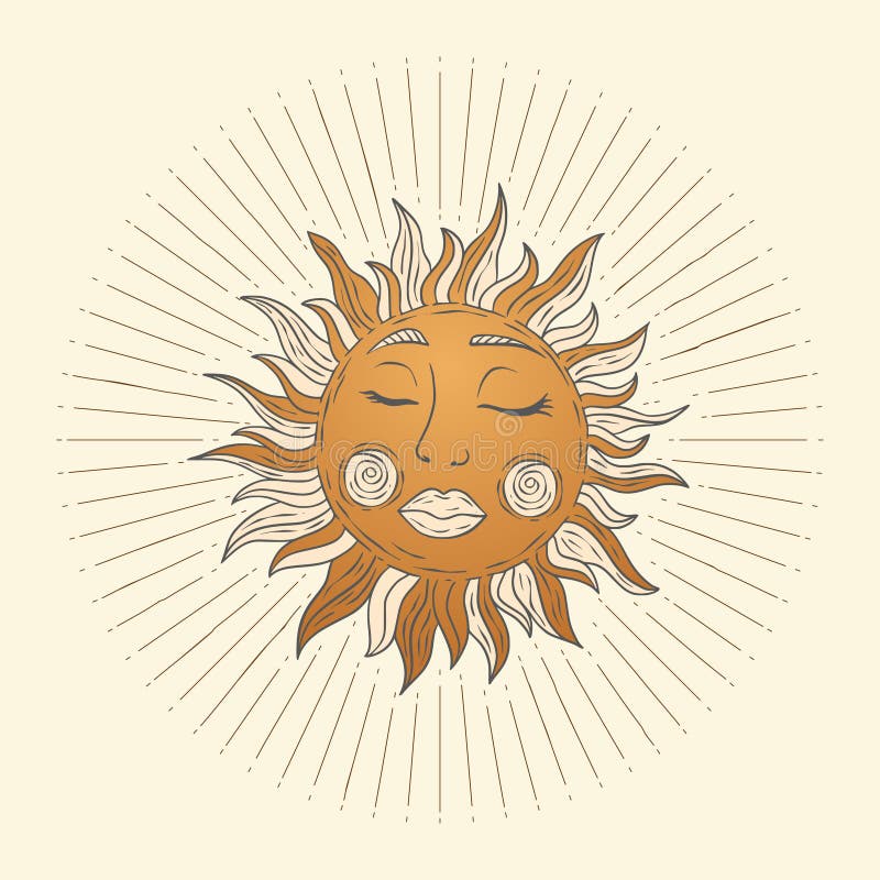 Celestial sun star vector. stock vector. Illustration of black - 215587667