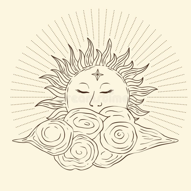 Celestial sun star vector. stock vector. Illustration of black - 215587667