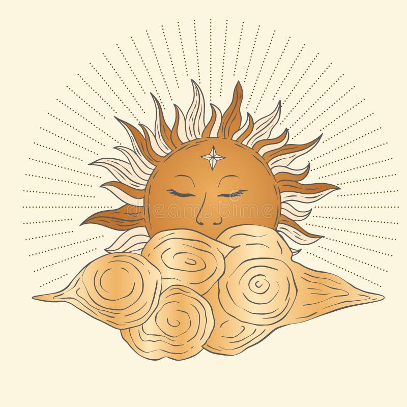 Celestial sun star vector. stock vector. Illustration of black - 215587667