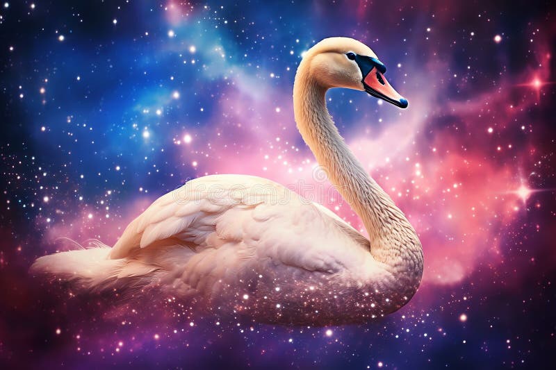 Celestial Swan Down Fantasy Sky Night Gazing Stock Illustration ...