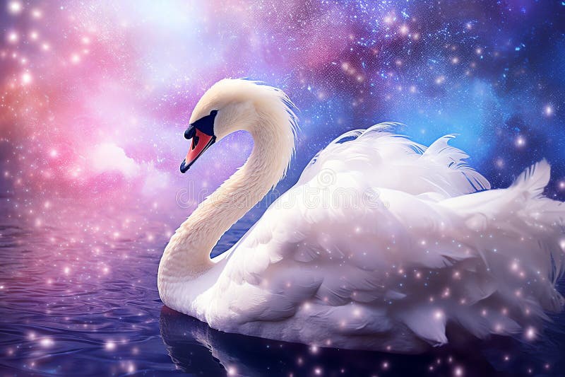 Celestial Swan Down Fantasy Sky Night Gazing Stock Illustration ...