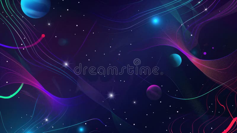 Celestial Swirl with Multiple Colorful Spheres Orbiting in a Dark ...