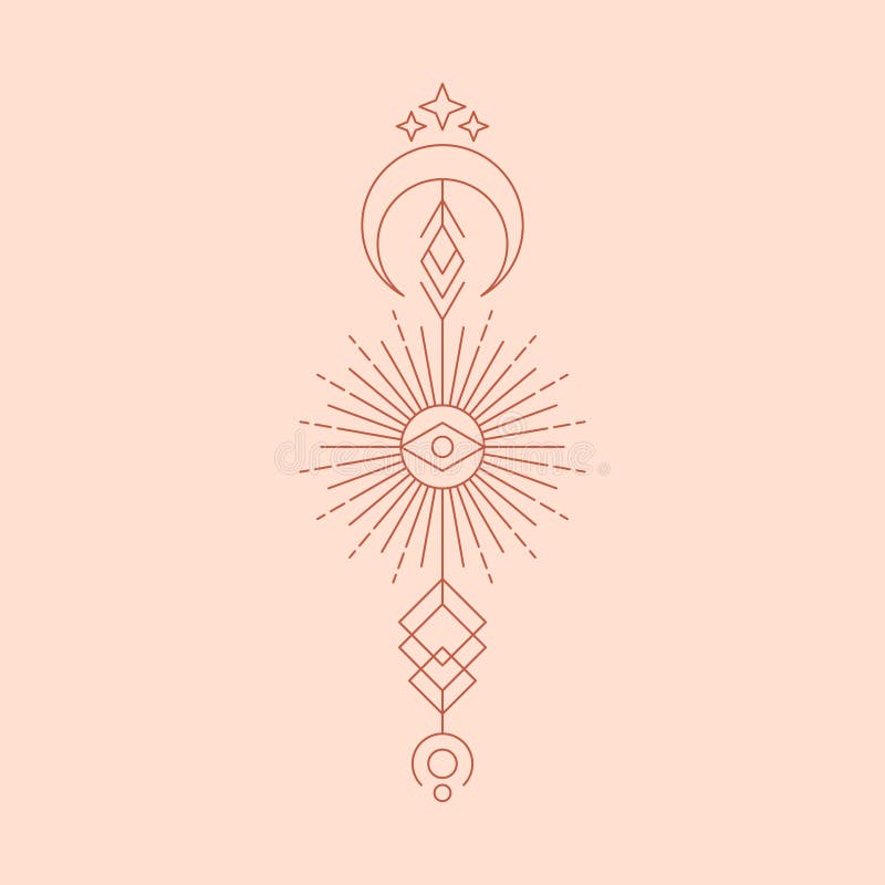 Celestial Symbols, Thin Line Spiritual Illustration. Magic Occult ...