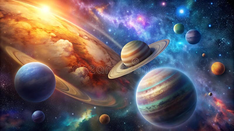 Celestial Symphony: a Cosmic Alignment of Planets Generative AI Stock ...