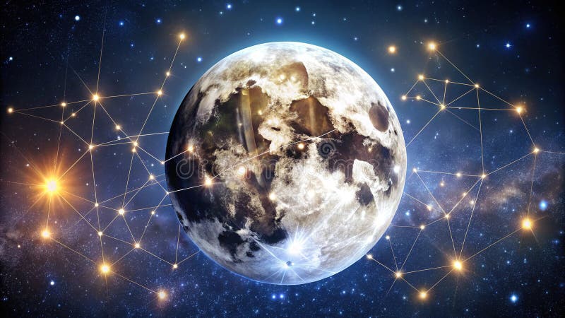 A Celestial Symphony Modern Architecture Illuminated by a Full Moon and ...