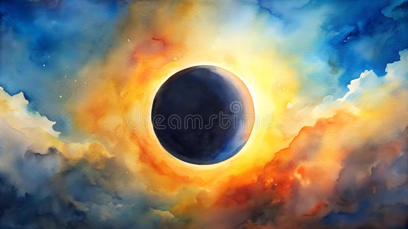 Celestial Symphony: a Watercolor Interpretation of a Solar Eclipse ...