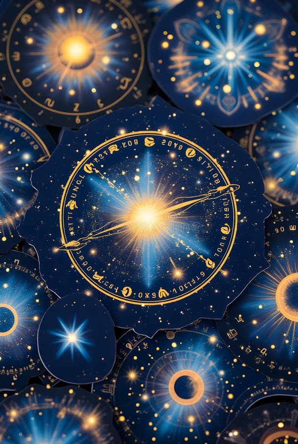 A Celestial Tapestry on a Dark Blue Background Showcases Various ...