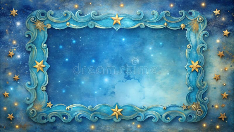 Celestial Tapestry: a Whimsical Blue Frame Against a Starry Sky AI ...
