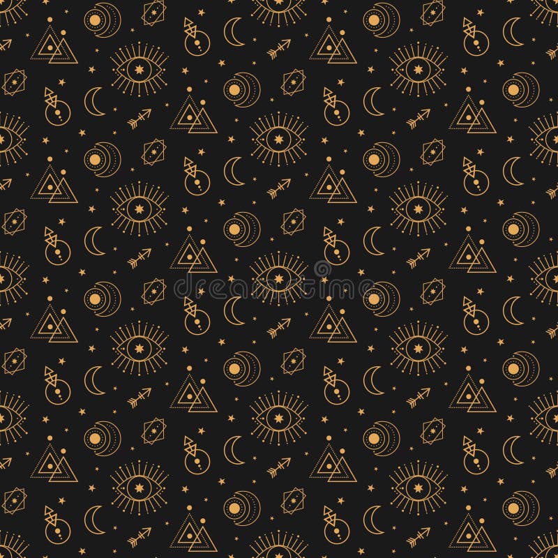 Celestial Seamless Pattern Hands and Stars Stock Vector - Illustration ...