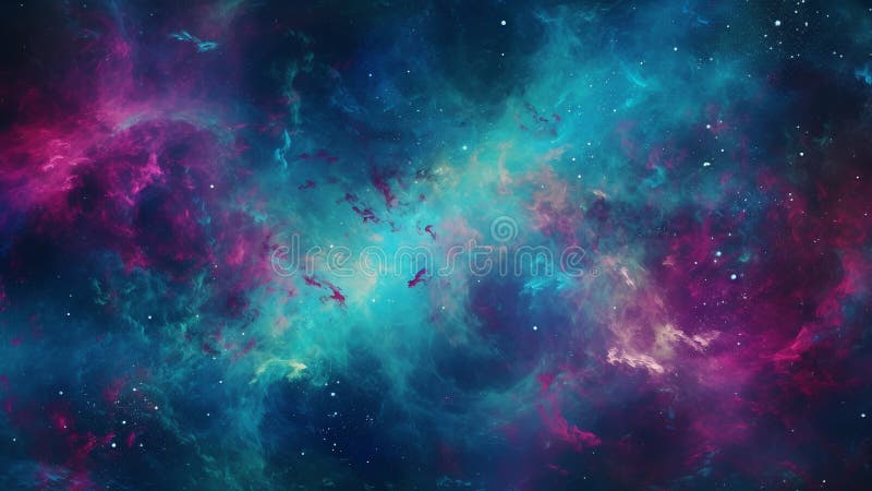 Celestial Teal and Magenta Mystique Cosmic Nebula Pattern Stock ...