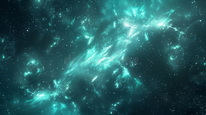Celestial Teal Nebula: Cosmic Dust & Sparkling Galaxy Background Stock ...