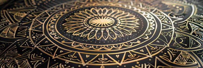 A Celestial-themed Mandala with Intricate Geometric Patterns and Gold ...