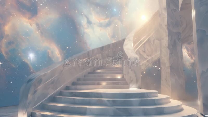 A Celestial Themed Staircase with Galaxies and Constellations. Stock ...