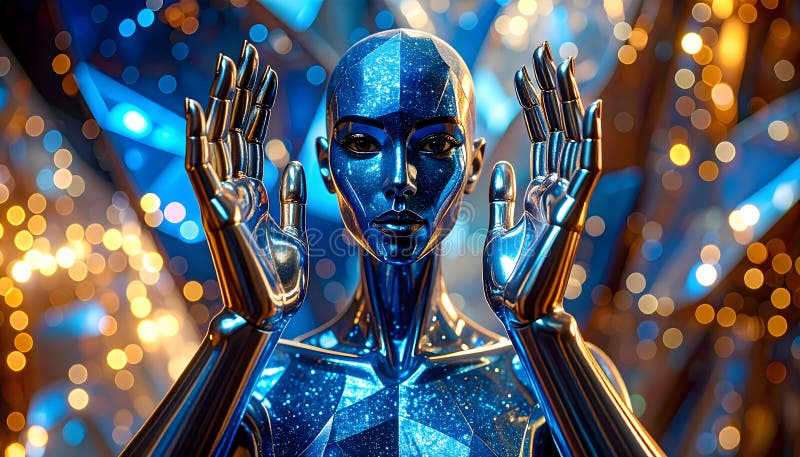 Celestial Touch: Glitter-Skinned Woman in Fantasy Light Stock Image ...