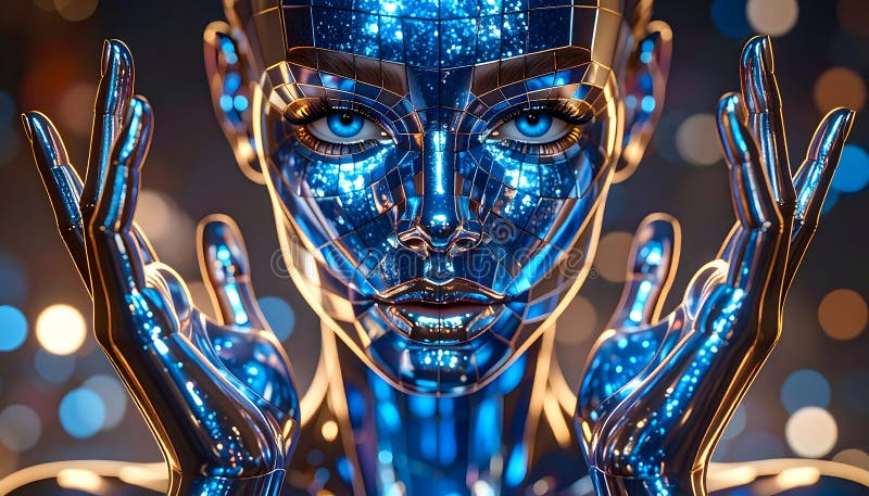 Celestial Touch: Glitter-Skinned Woman in Fantasy Light Stock Image ...