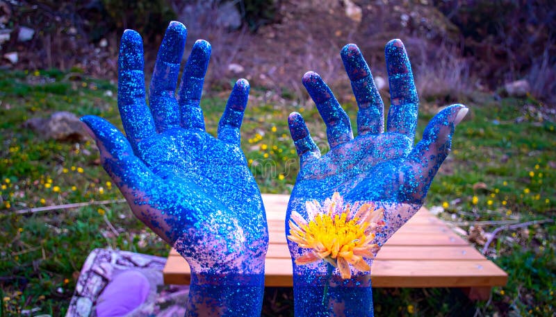 Celestial Touch: Glitter-Skinned Woman in Fantasy Light Stock Photo ...