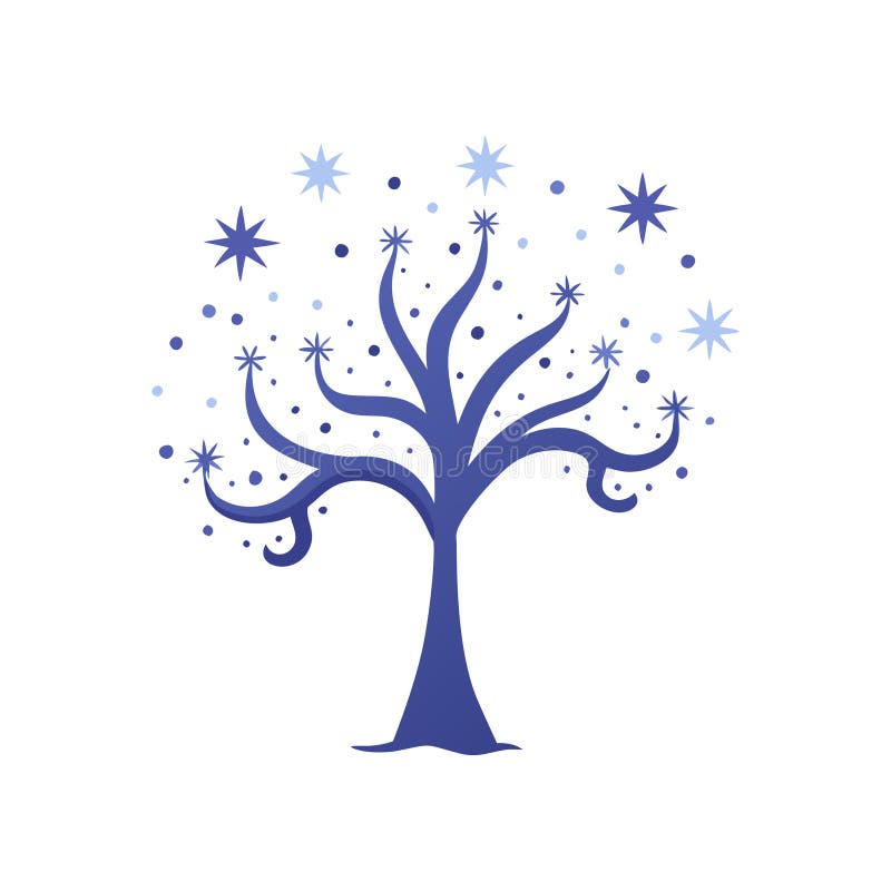 Celestial Tree of Life: Black and White Vector with Stars and Orbs ...