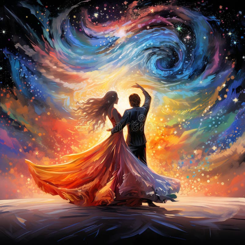 Celestial Unity: Two Souls Aligned Stock Illustration - Illustration of ...
