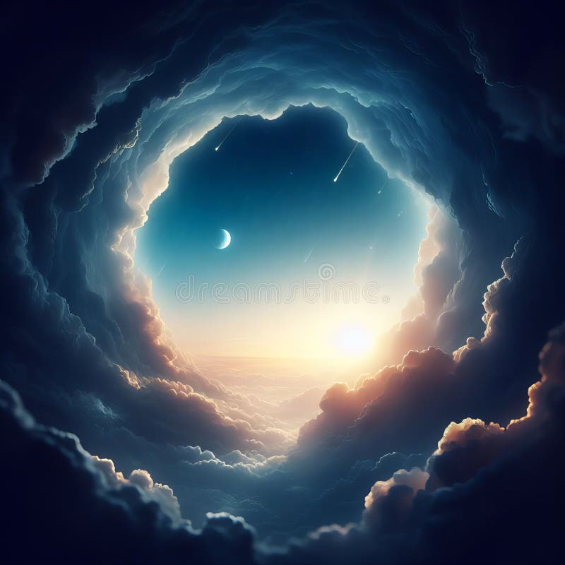 Celestial View from Inside a Cloud Cave Stock Image - Image of ...