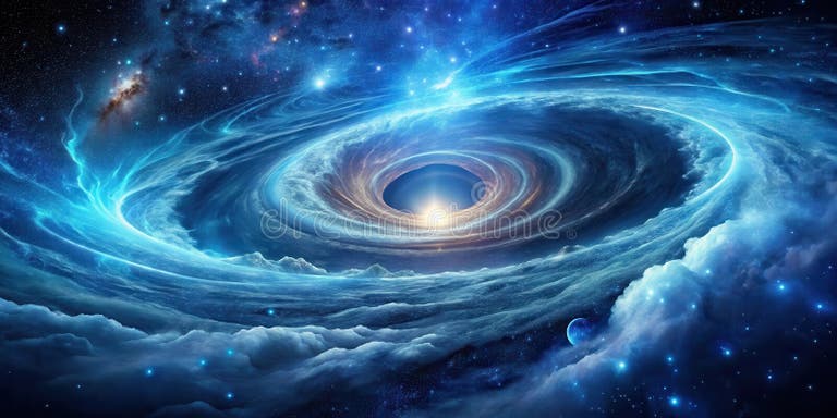 Celestial Vortex a Cosmic Whirlpool of Glowing Nebulae and Distant ...