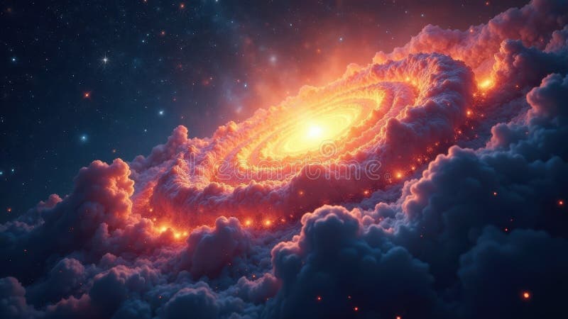 Celestial Vortex a Glowing Nebula Embraces Enormous Clouds in a ...