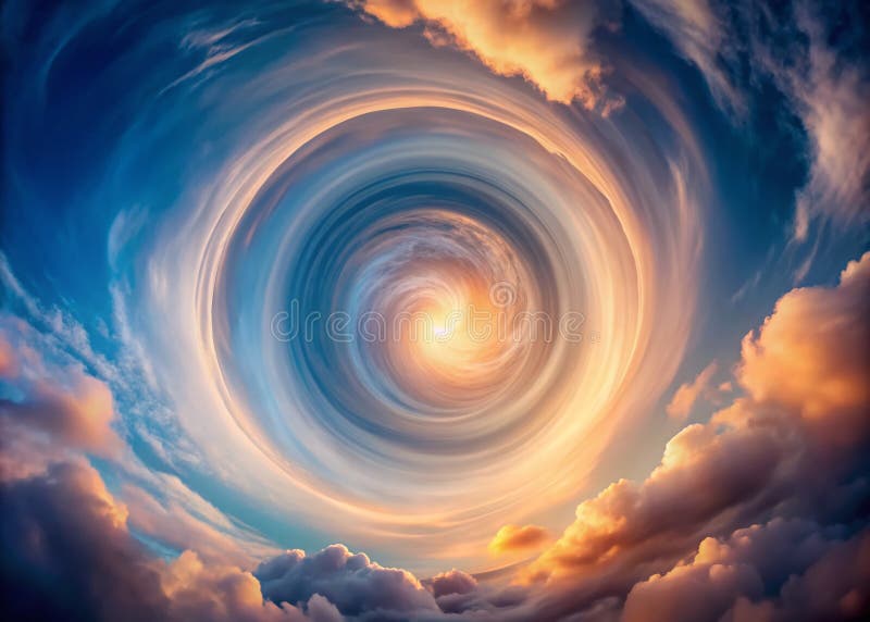 Celestial Vortex a Minimalist Abstract of Swirling Clouds in a Bright ...