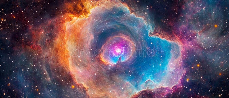 Celestial Vortex: Nebula Swirls To a Bright Core Stock Illustration ...