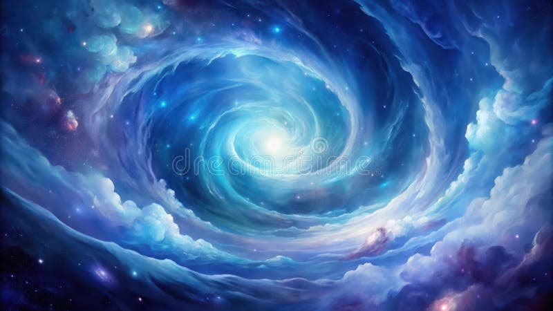 Celestial Vortex a Spiraling Nebula of Clouds and Stars in a Dreamlike ...
